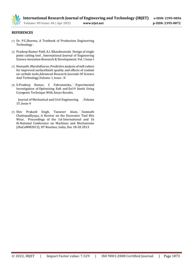 Design of a Single Point Cutting Tool | PDF | Physics | Science