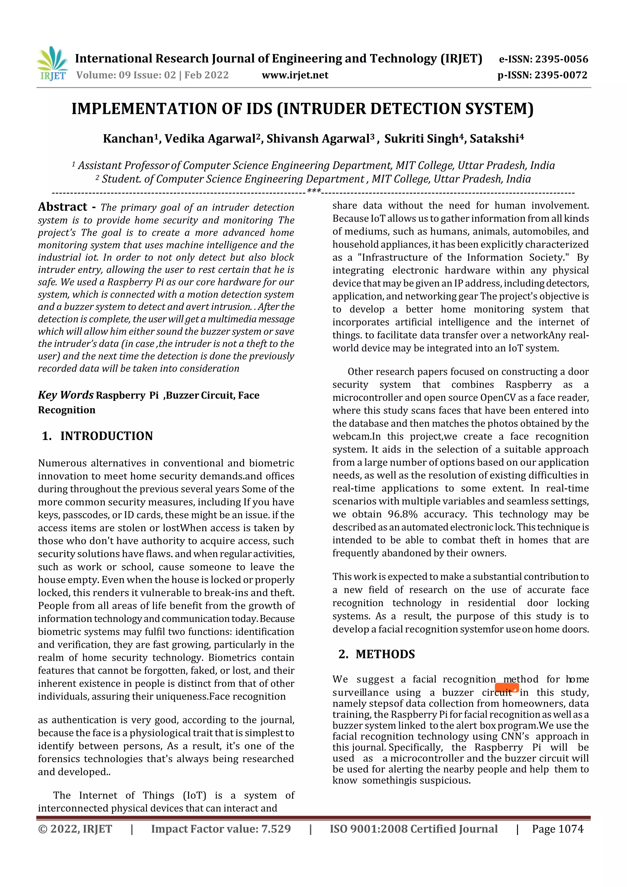 Implementation Of Ids Intruder Detection System Pdf