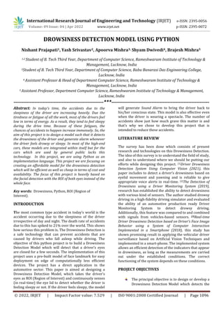 DROWSINESS DETECTION MODEL USING PYTHON | PDF