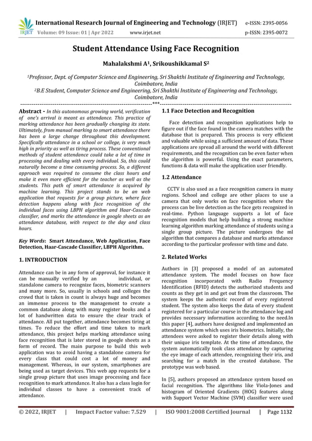 Student Attendance Using Face Recognition | PDF