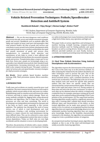 Vehicle Related Prevention Techniques: Pothole/Speedbreaker Detection and Antitheft System | PDF