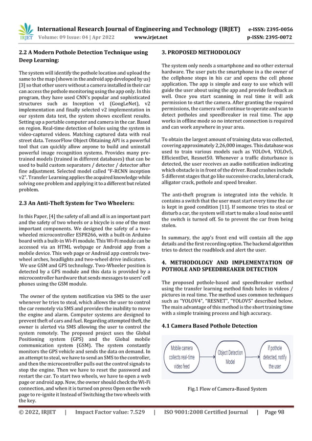 Vehicle Related Prevention Techniques Potholespeedbreaker Detection And Antitheft System Pdf 3467