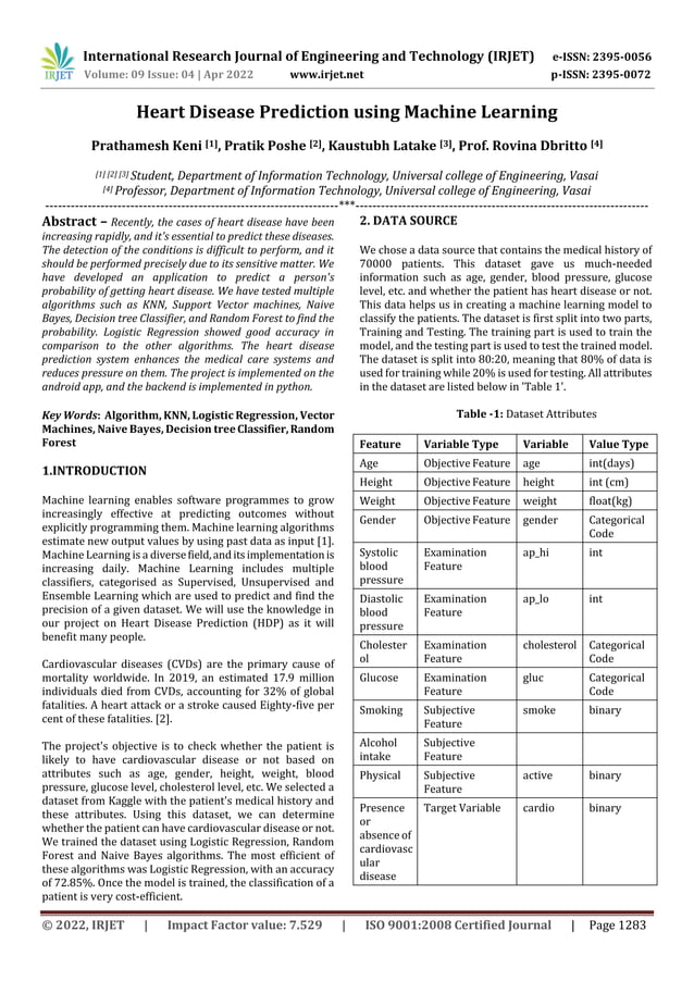 Heart Disease Prediction using Machine Learning | PDF