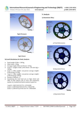 Design and Analysis of Two-Wheeler Wheel Rim with Different Alloy ...
