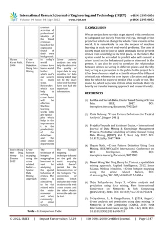 Survey on Crime Interpretation and Forecasting Using Machine Learning | PDF