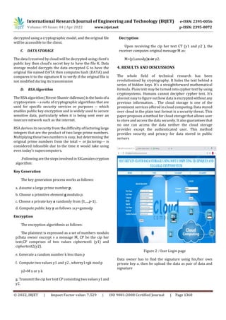 SECURITY IN COULD DATA STORAGE USING SOFT COMPUTING TECHNIQUES AND ELGAMAL CRYPTOSTEM | PDF