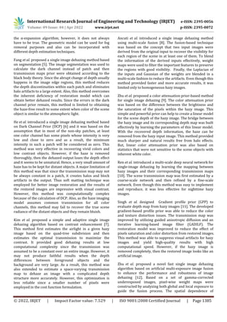 A Survey on Single Image Dehazing Approaches | PDF