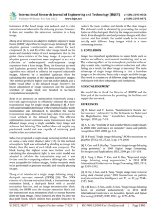 A Survey on Single Image Dehazing Approaches | PDF