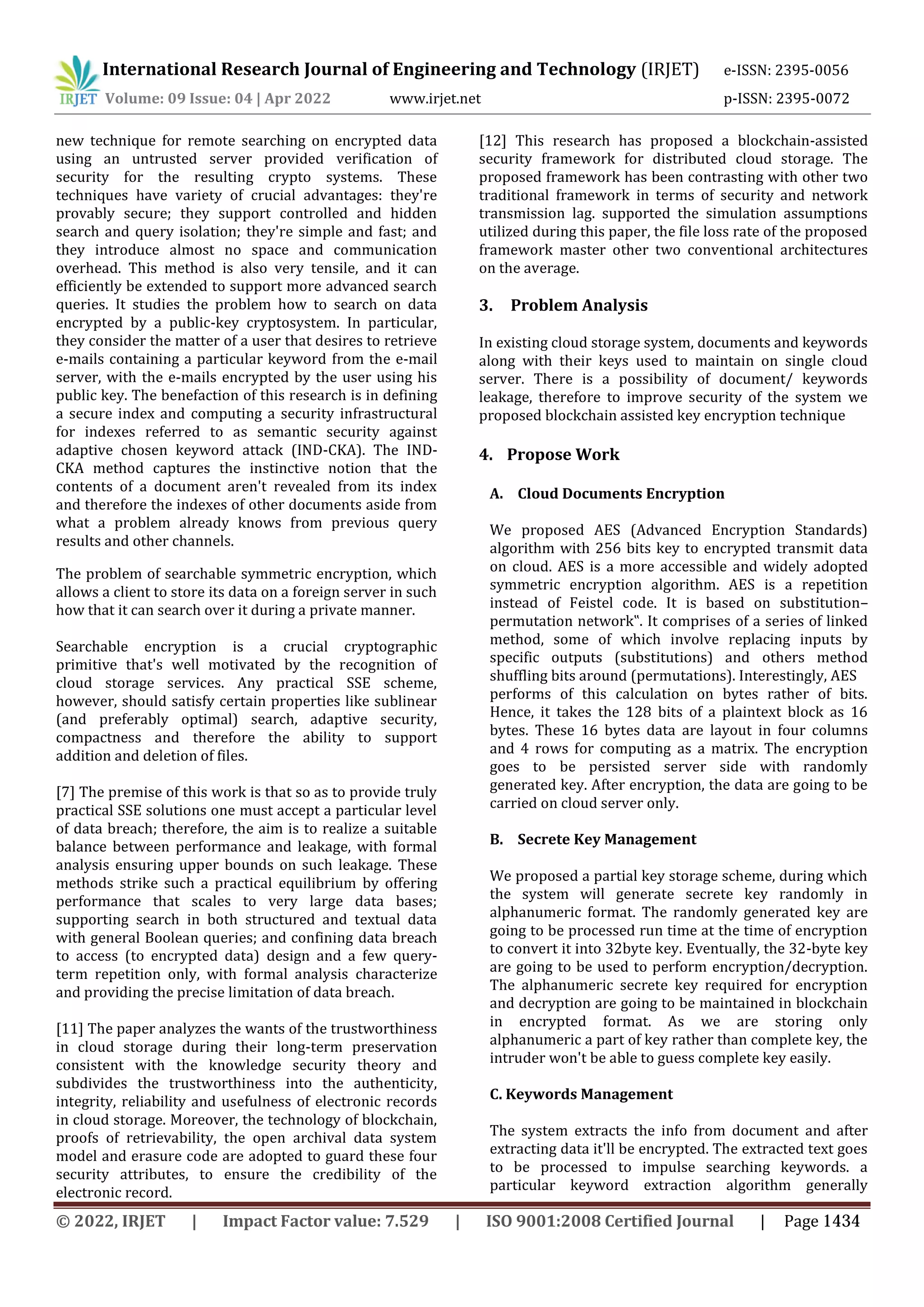 IMPLEMENTING BLOCKCHAIN ASSISTED PUBLIC KEY ENCRYPTION TECHNIQUE IN CLOUD COMPUTING FOR SECURING ...