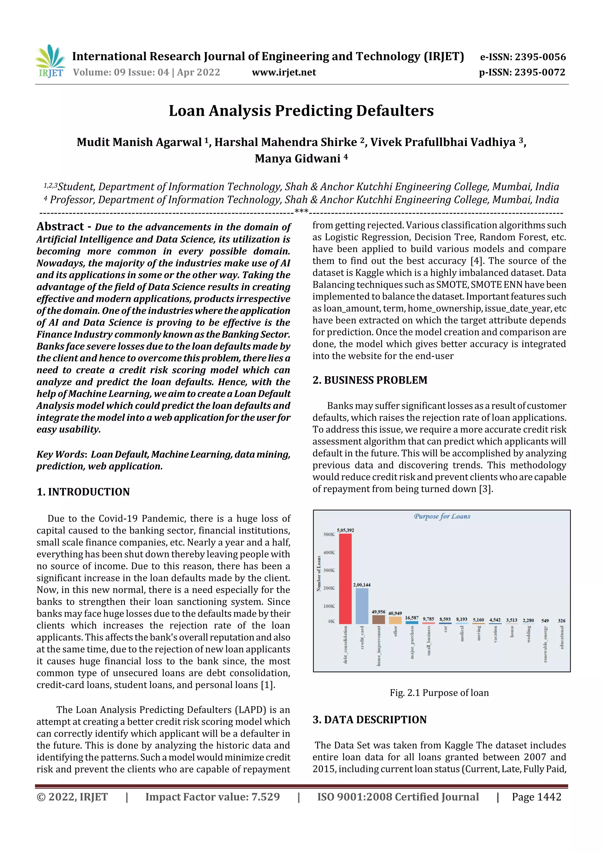 Loan Analysis Predicting Defaulters | PDF | Consumer Banking | Personal ...