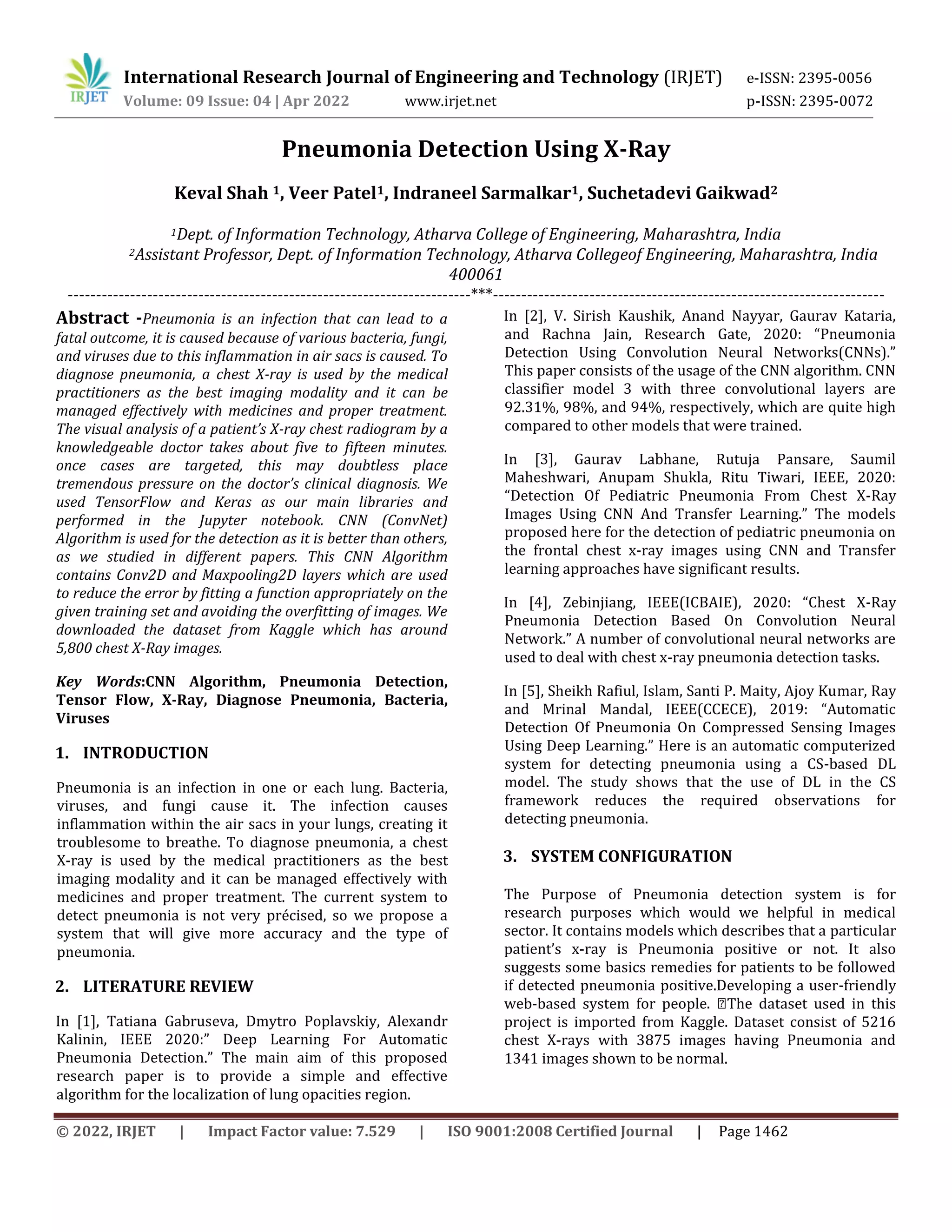 Pneumonia Detection Using X-Ray | PDF