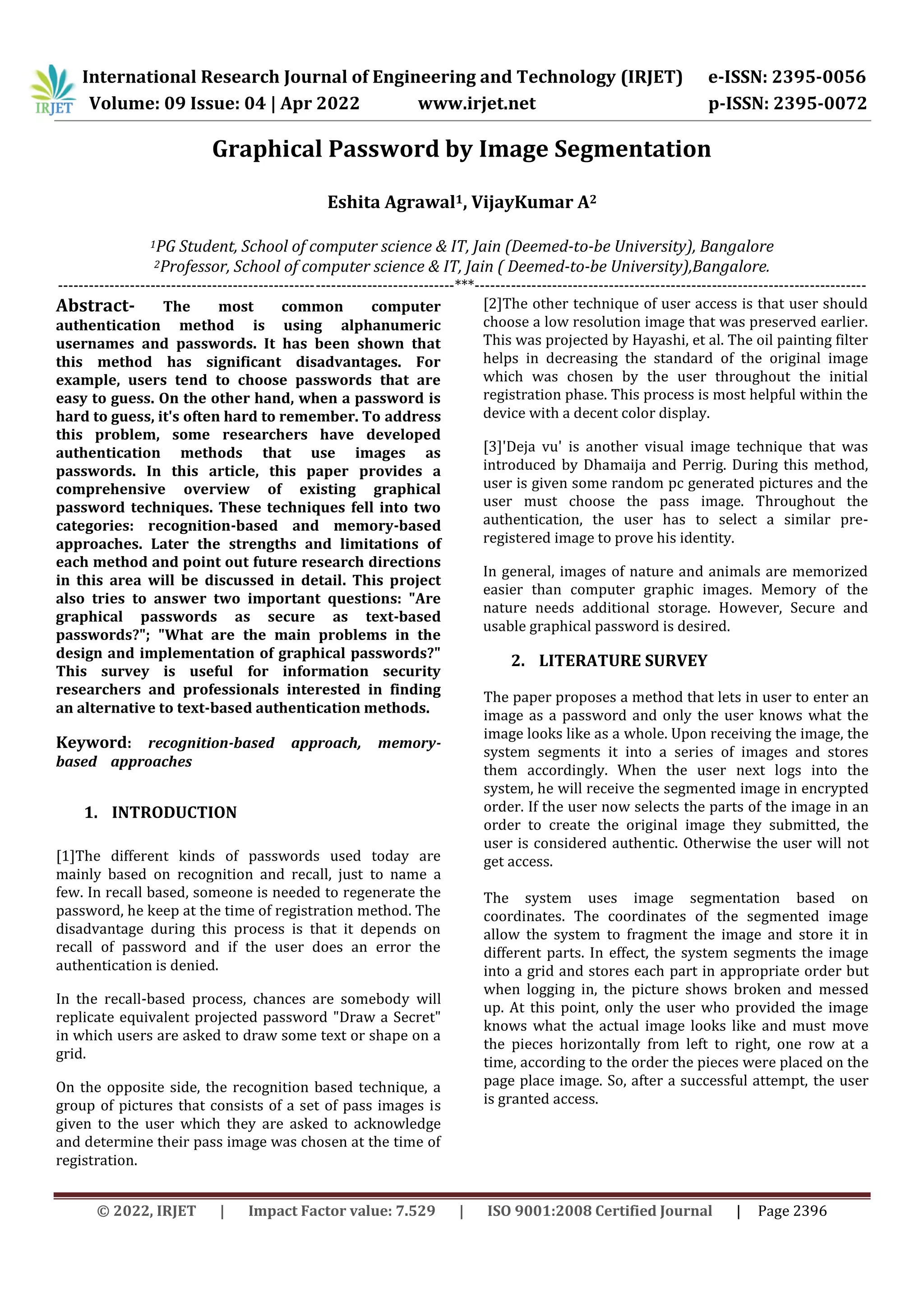 Graphical Password by Image Segmentation | PDF