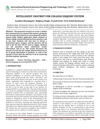 INTELLIGENT CHATBOT FOR COLLEGE ENQUIRY SYSTEM | PDF