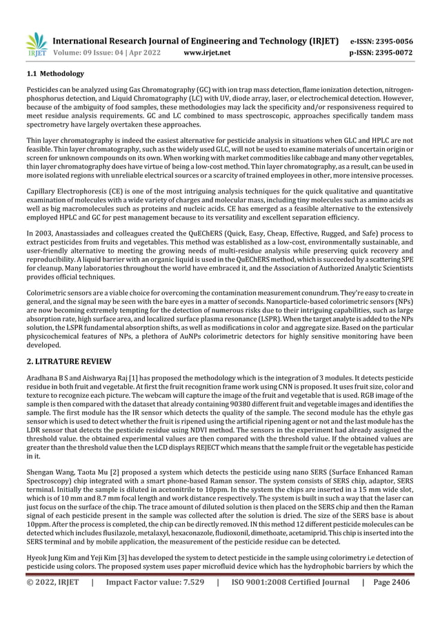 A Review on Pesticide Monitoring System for Fruits and Vegetables using IoT | PDF