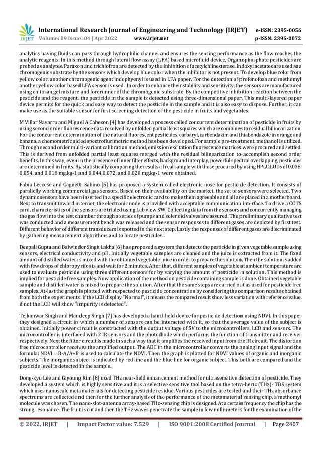 A Review on Pesticide Monitoring System for Fruits and Vegetables using IoT | PDF