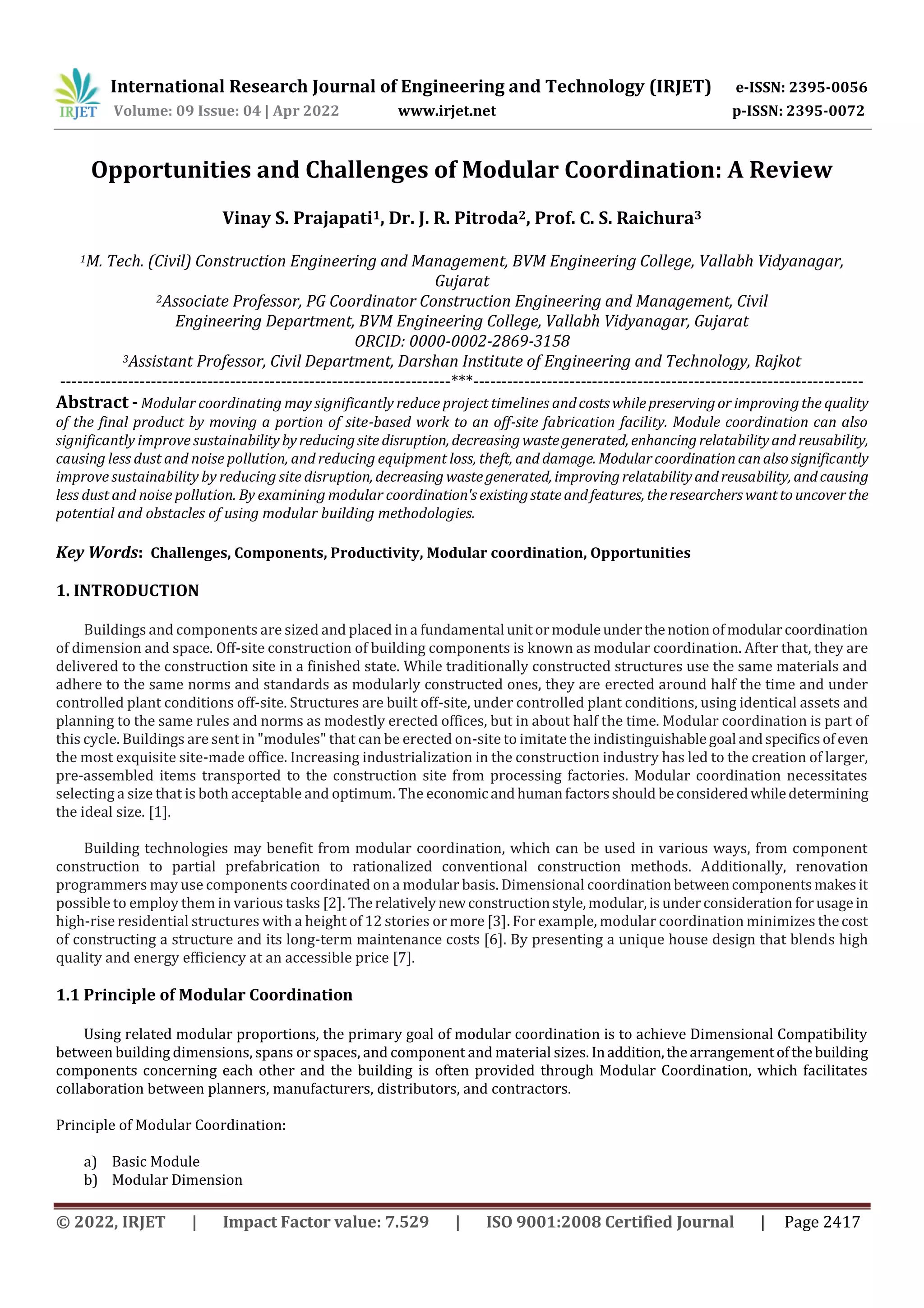 Opportunities and Challenges of Modular Coordination: A Review | PDF