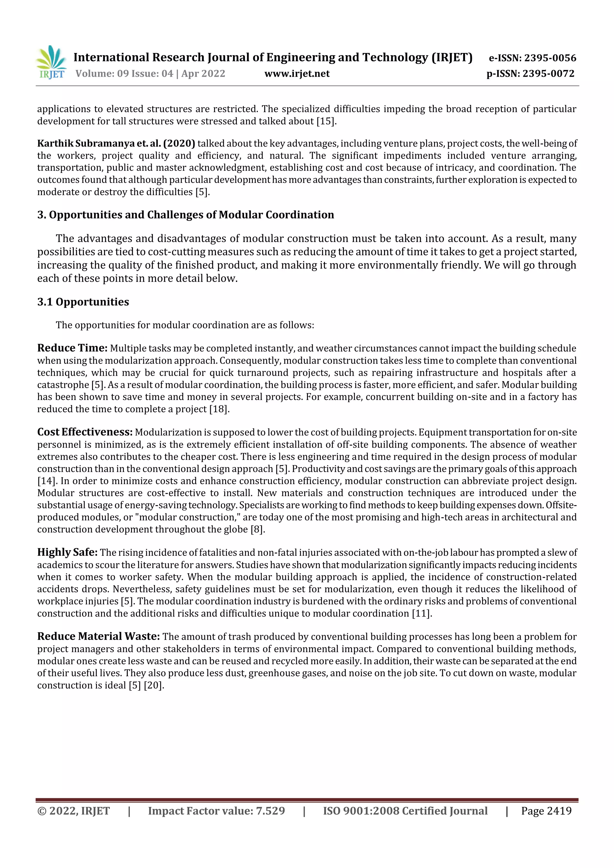 Opportunities and Challenges of Modular Coordination: A Review | PDF