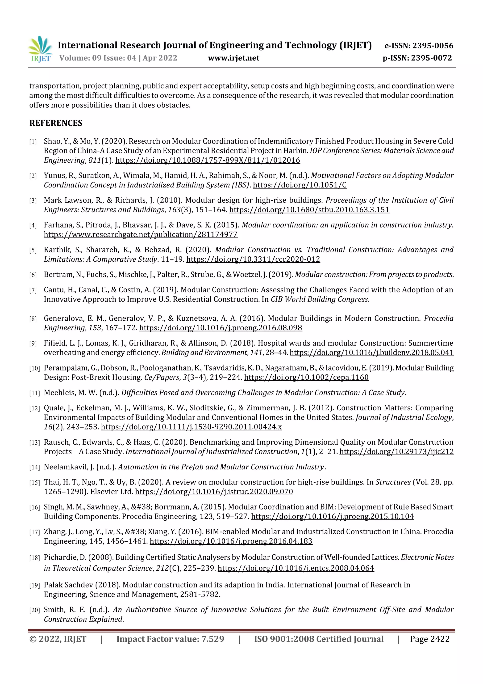 Opportunities and Challenges of Modular Coordination: A Review | PDF