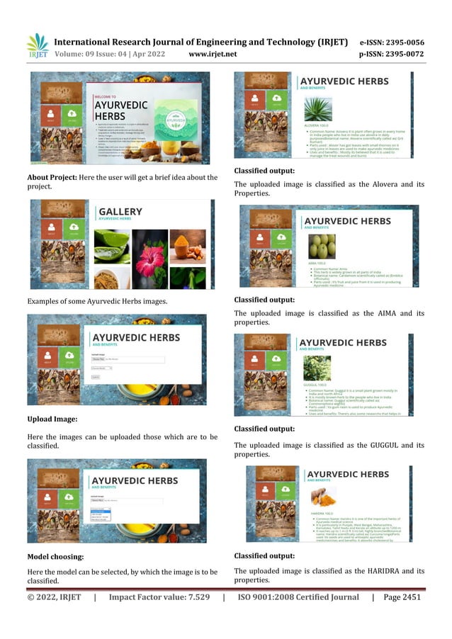 EXTRACTION OF AYURVEDA HERBS AND BENEFIT USING DEEP LEARNING ALGORITHMS ...