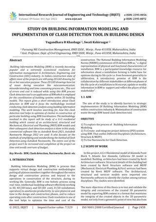 STUDY ON BUILDING INFORMATION MODELING AND IMPLEMENTATION OF CLASH ...