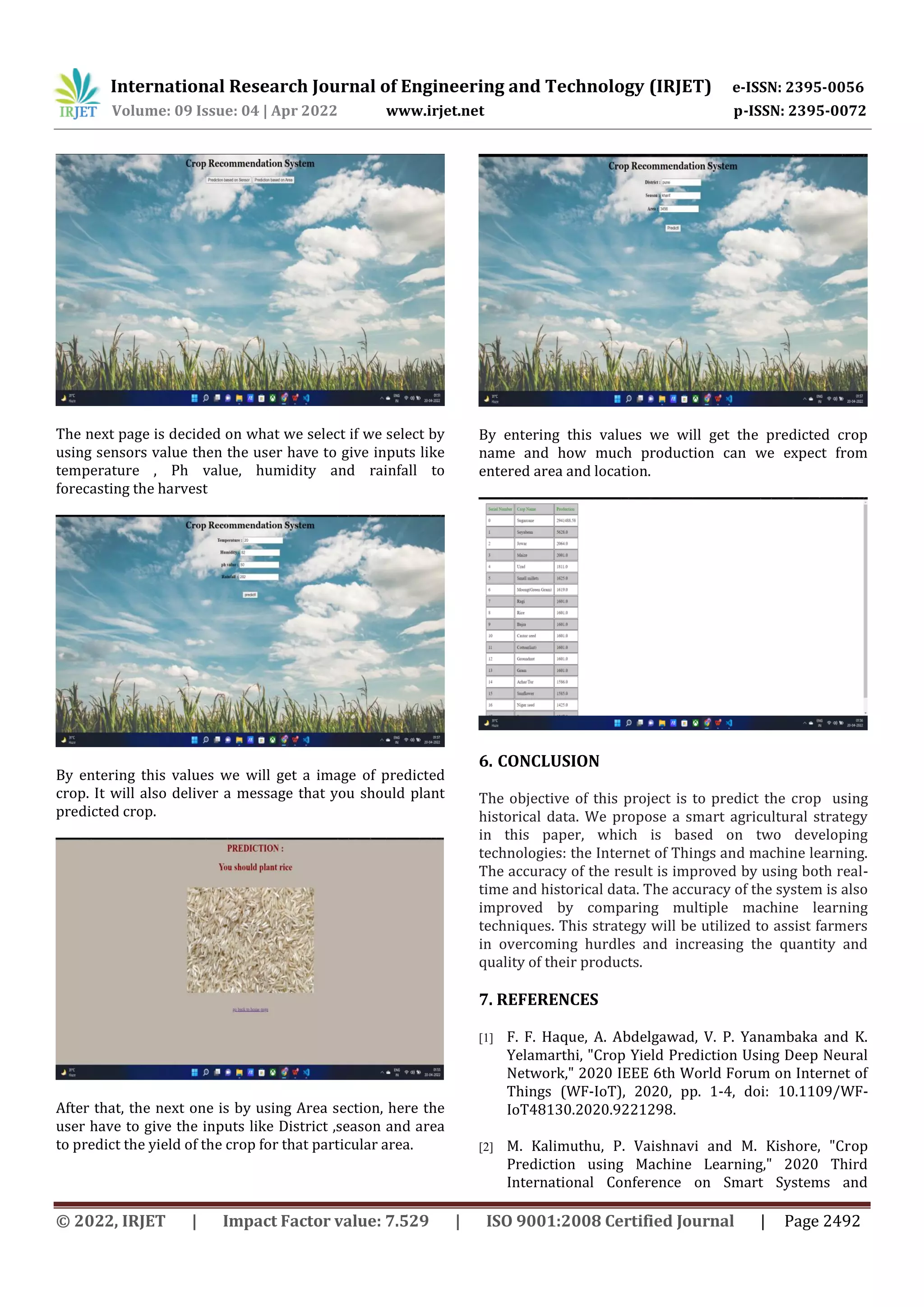 Crop Prediction using IoT & Machine Learning Algorithm | PDF