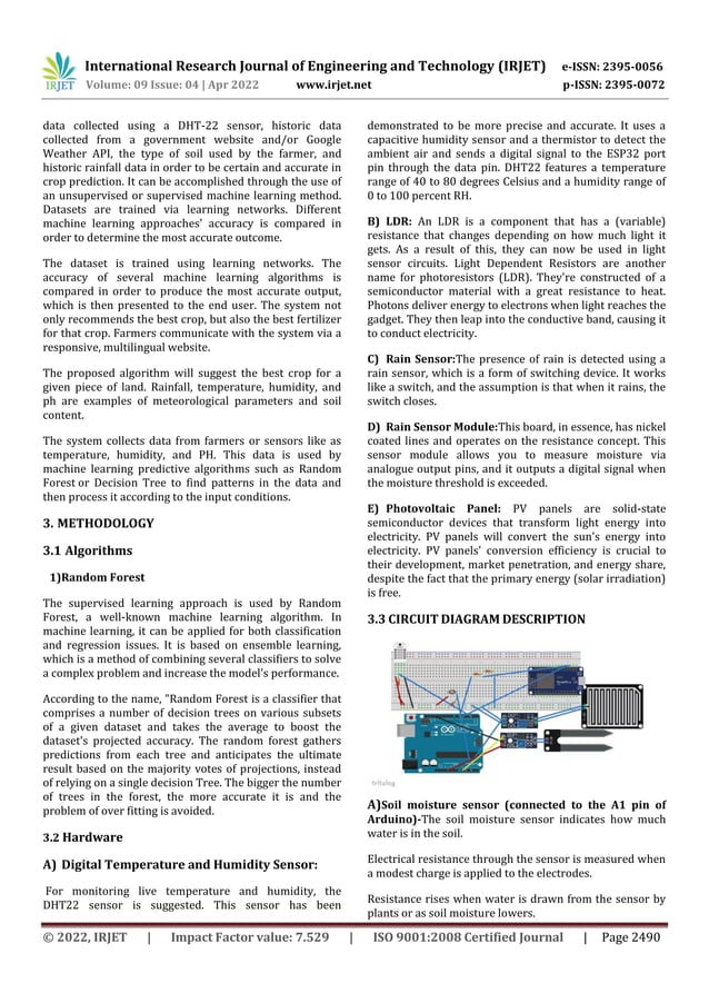Crop Prediction Using Iot And Machine Learning Algorithm