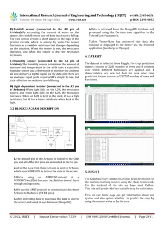 Crop Prediction using IoT & Machine Learning Algorithm | PDF