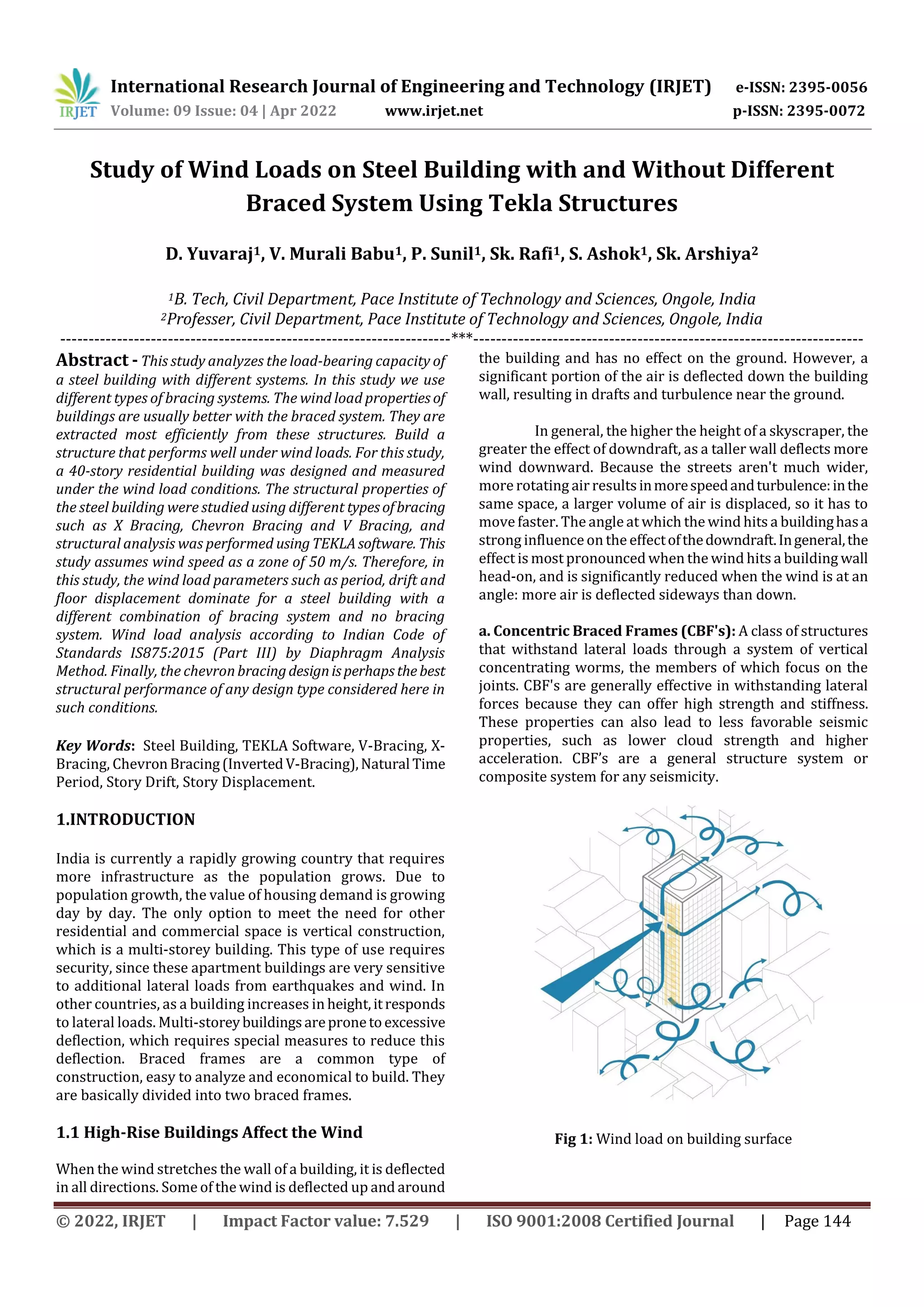 Study of Wind Loads on Steel Building with and Without Different Braced ...