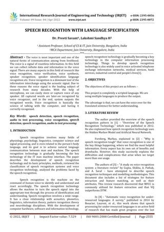 SPEECH RECOGNITION WITH LANGUAGE SPECIFICATION | PDF