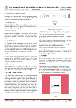 SPEECH RECOGNITION WITH LANGUAGE SPECIFICATION | PDF