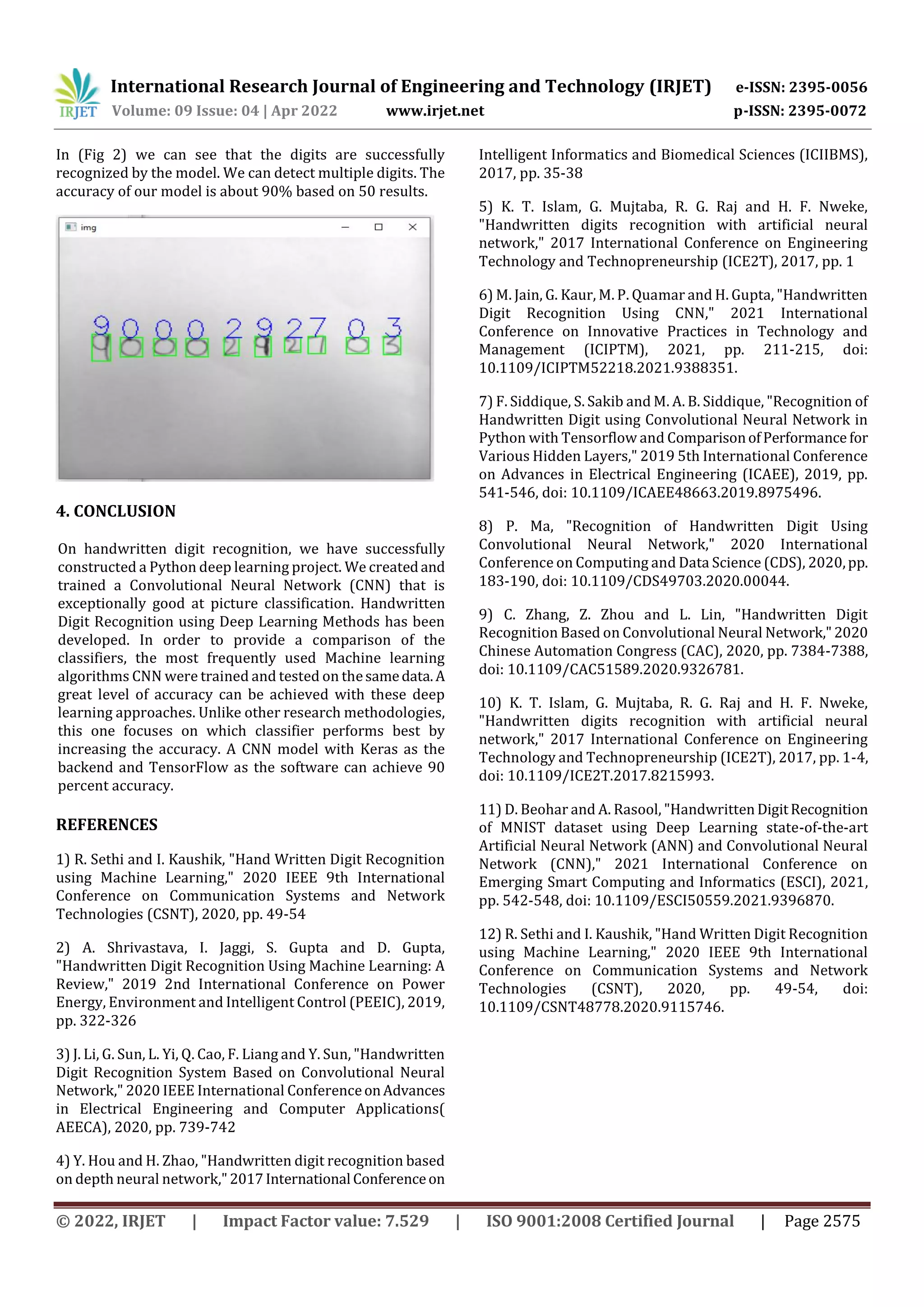 Handwritten Digit Recognition Using Cnn Pdf
