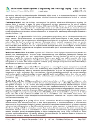 A REVIEW ON FACTORS AFFECTING MATERIAL MANAGEMENT ON CONSTRUCTION INDUSTRY | PDF