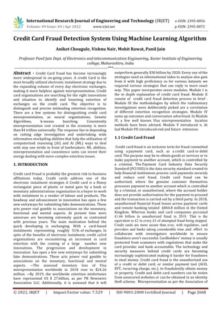 Credit Card Fraud Detection System Using Machine Learning Algorithm | PDF | Credit Cards ...