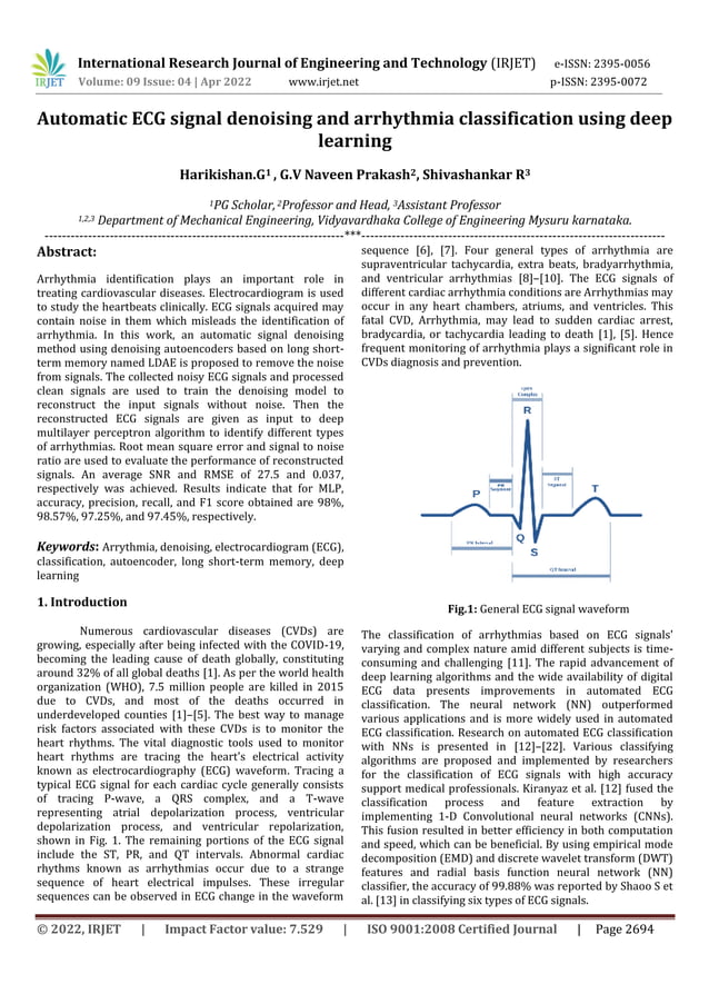 Automatic Ecg Signal Denoising And Arrhythmia Classification Using Deep