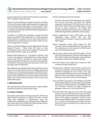 YOLOv5 BASED WEB APPLICATION FOR INDIAN CURRENCY NOTE DETECTION | PDF