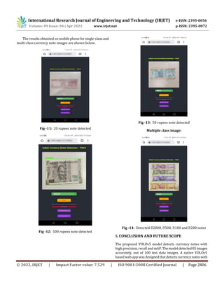 YOLOv5 BASED WEB APPLICATION FOR INDIAN CURRENCY NOTE DETECTION | PDF