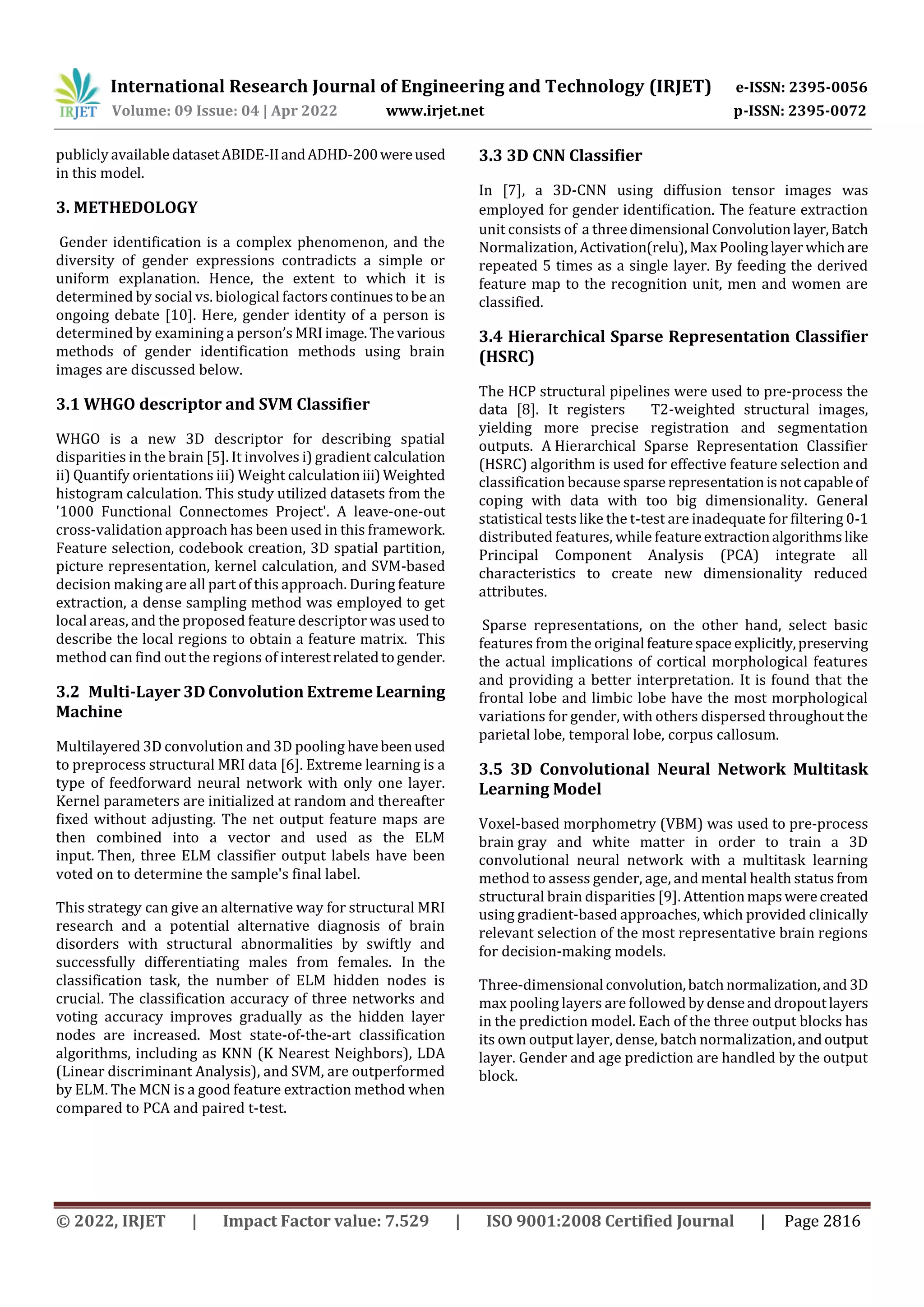 A Review On Gender Recognition Using Human Brain Images Pdf