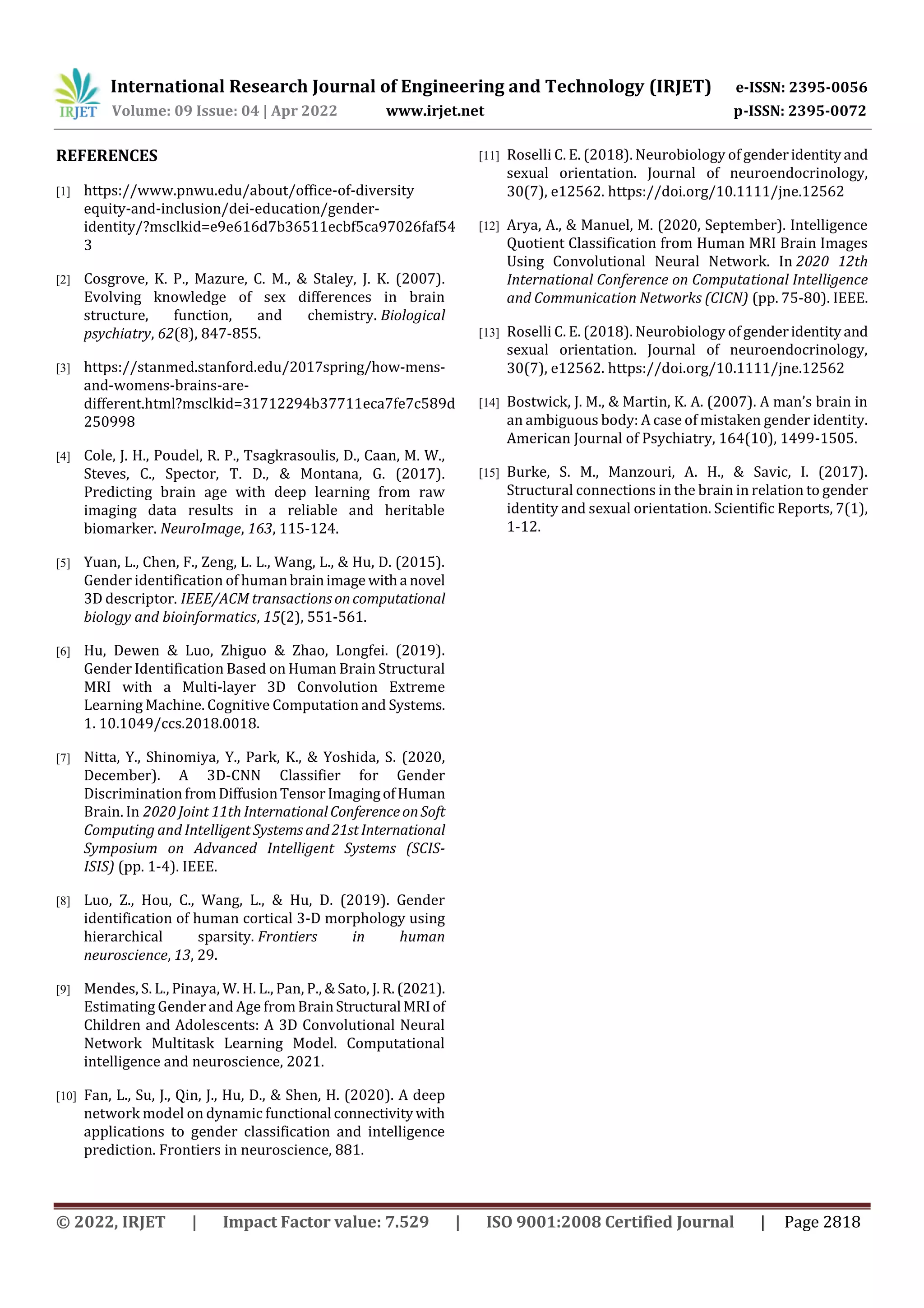 A Review On Gender Recognition Using Human Brain Images Pdf