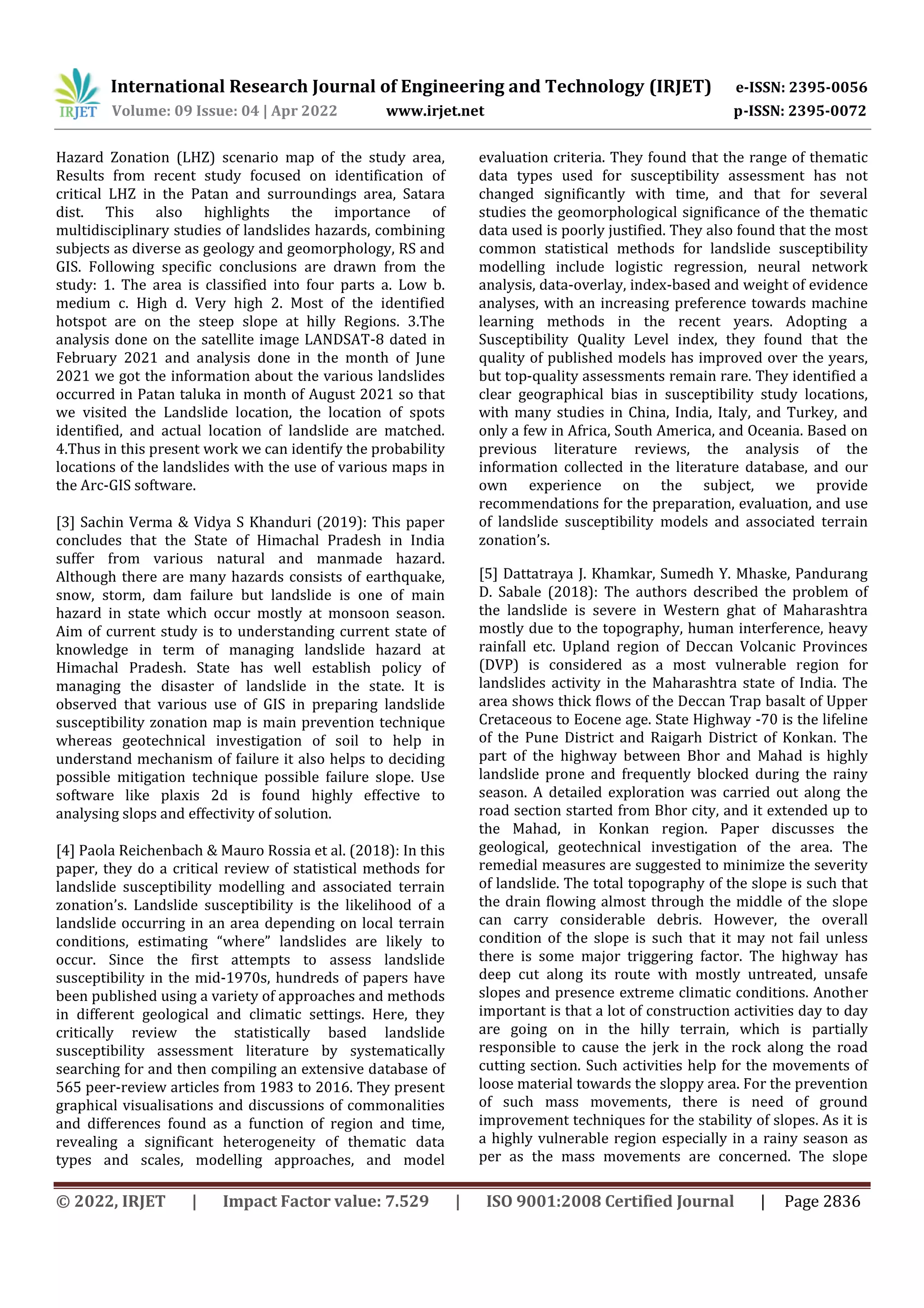 A Study of Disaster Management & Geotechnical Investigation of Landslides: A Review | PDF ...