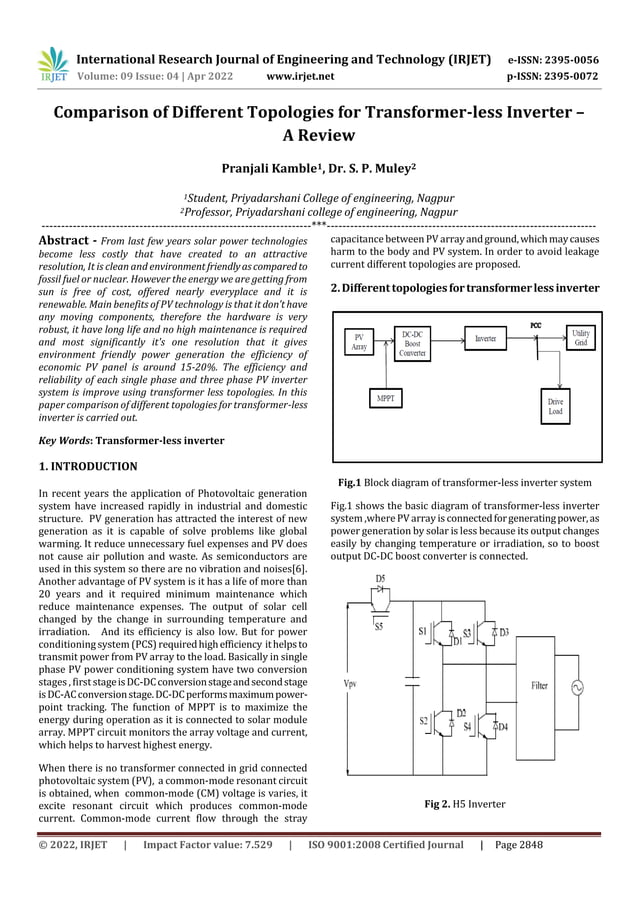 Comparison of Different Topologies for Transformer-less Inverter – A ...