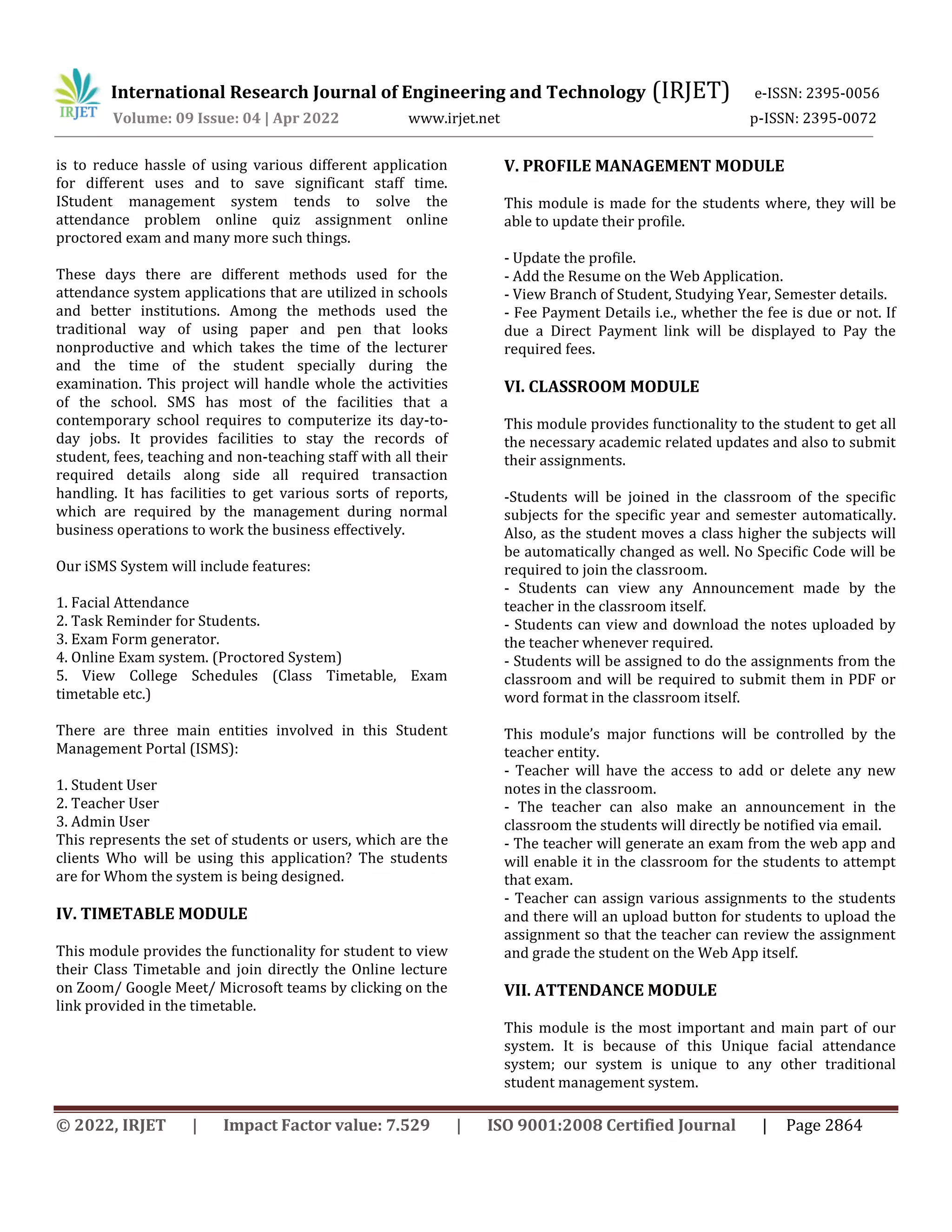 iStudent Management System – “Isms” | PDF