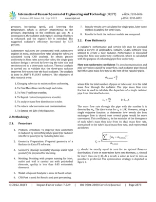 Design and Thermal Analysis of an Automotive Radiator for enhancing Flow Uniformity using CFD | PDF