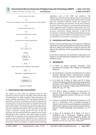Predicting Autism Spectrum Disorder using Supervised Learning Algorithms | PDF