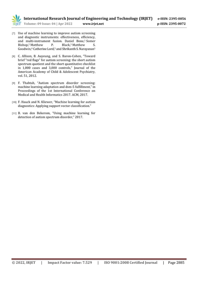 Predicting Autism Spectrum Disorder using Supervised Learning Algorithms | PDF