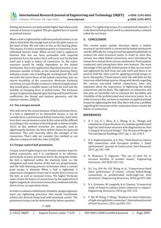 BOLTING MECHANISM OF ONE-SIDED BOLTED CONNECTION IN PREFABRICATED STEEL ...