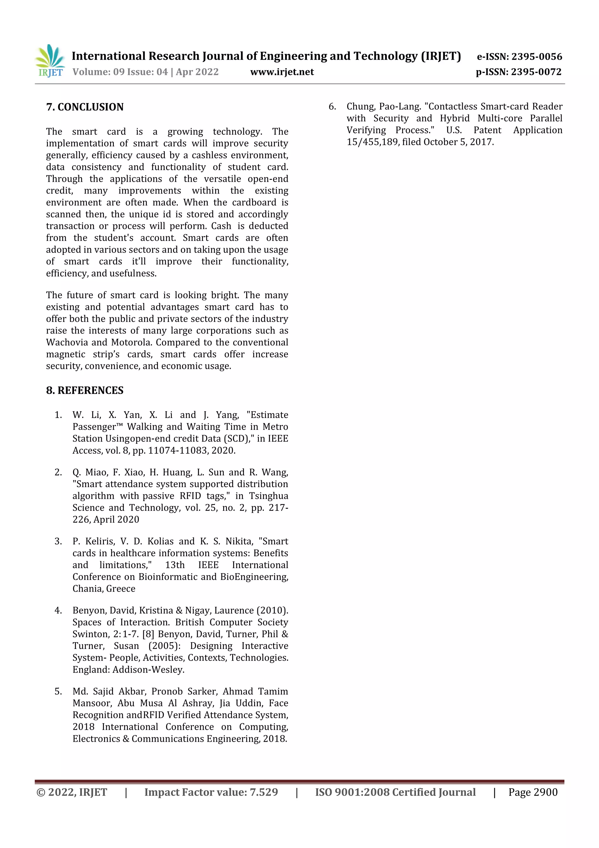 SMART CARD FOR VARIOUS APPLICATION IN INSTITUTION | PDF