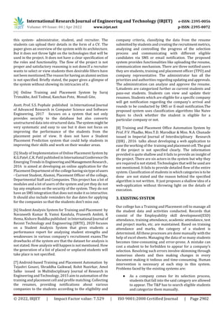 Design and Development of Placement Portal for Institutions | PDF