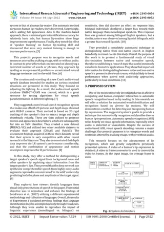 LIP READING: VISUAL SPEECH RECOGNITION USING LIP READING | PDF