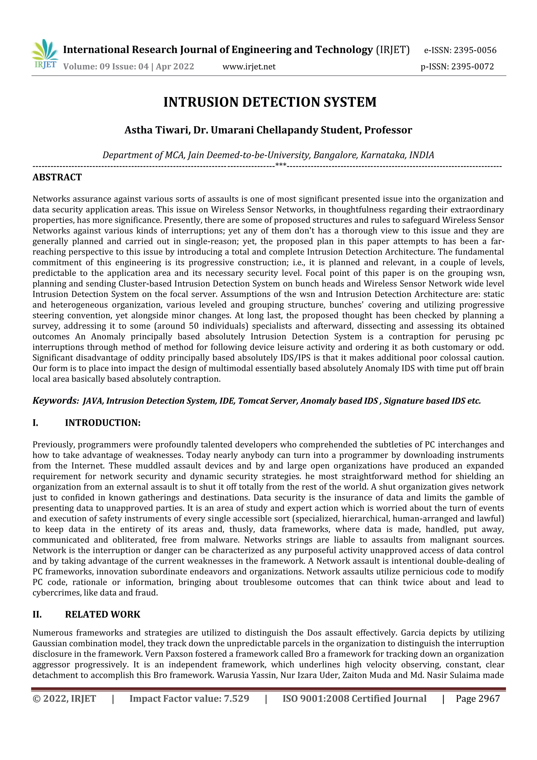 INTRUSION DETECTION SYSTEM | PDF