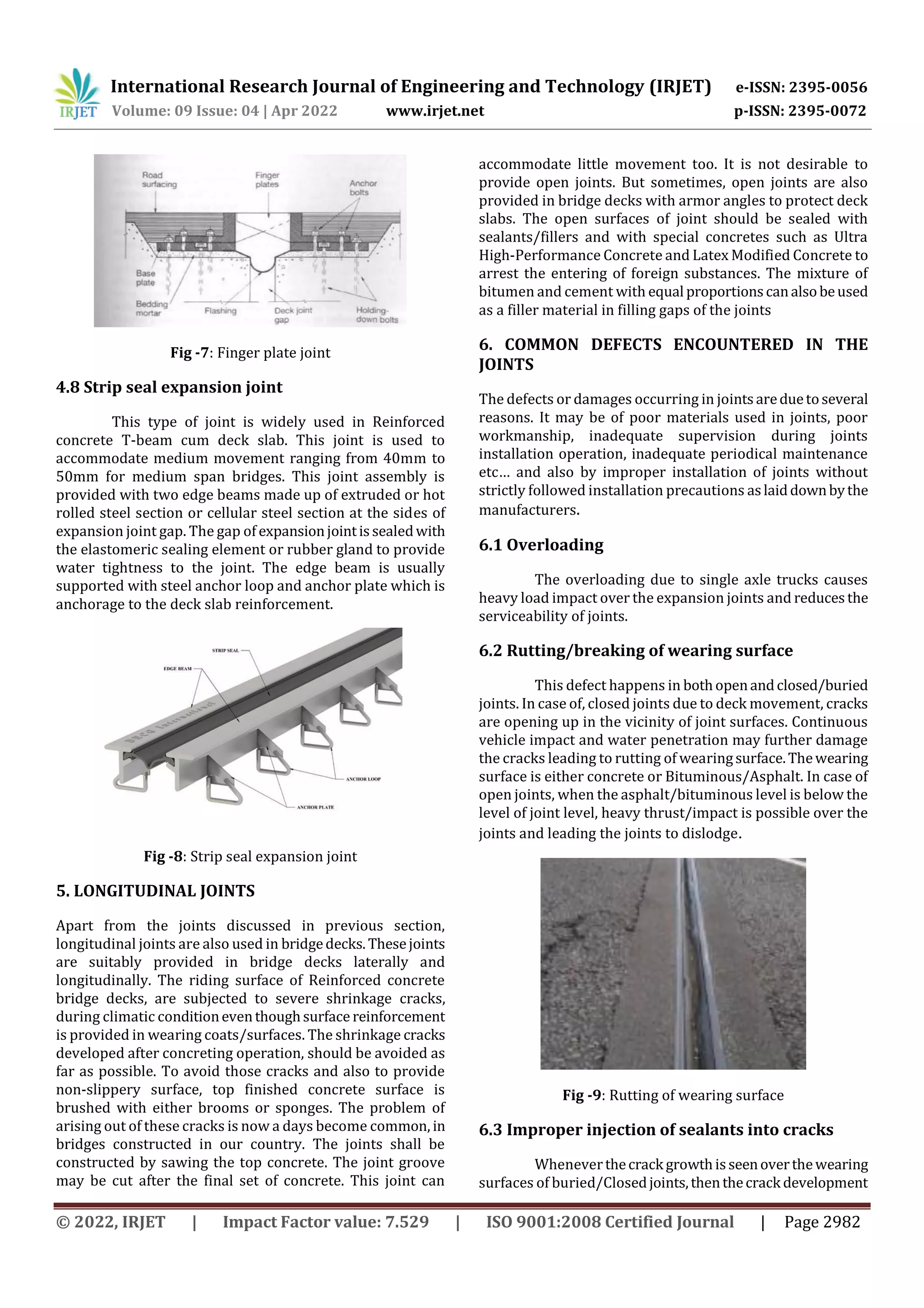 REVIEW OF THE ROLE OF JOINTS USAGE IN BRIDGE STRUCTURES | PDF
